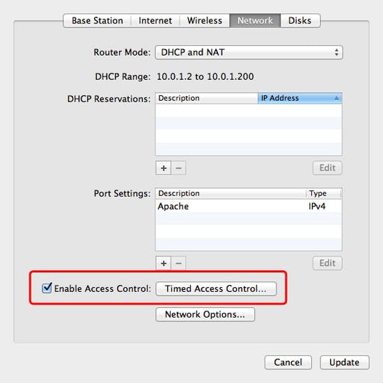 Controlling AirPort Network Access with Time Limits | Macinstruct